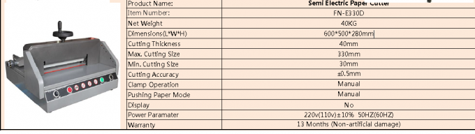 330mm Semi Electric Paper Cutter Machine E330D , Paper Cutting Equipment